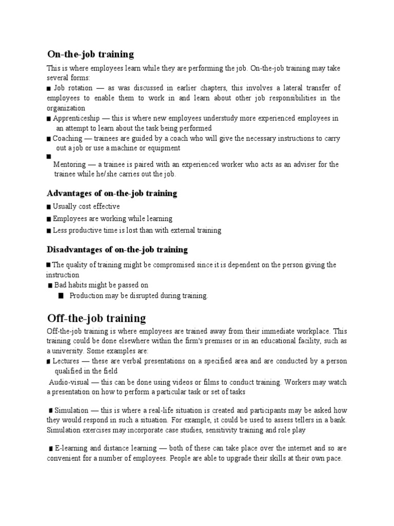 HRM - On and Off The Job Training | PDF | Teaching | Psychological Concepts