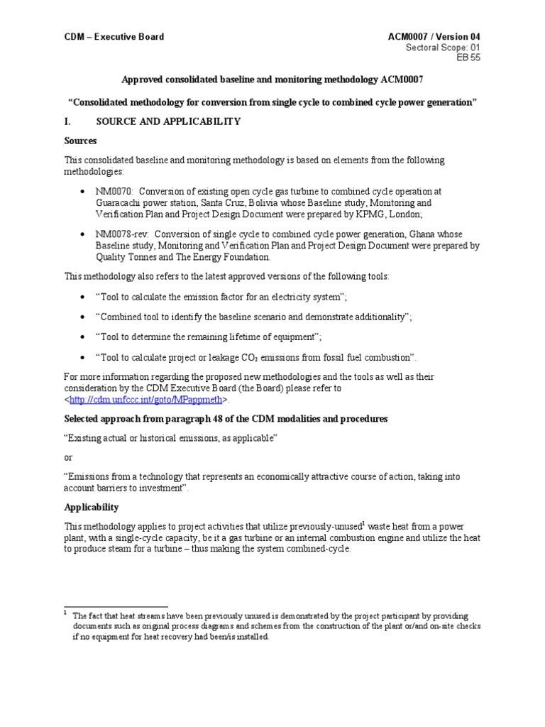 CDM - Executive Board ACM0007 / Version 04 | PDF | Clean Development ...