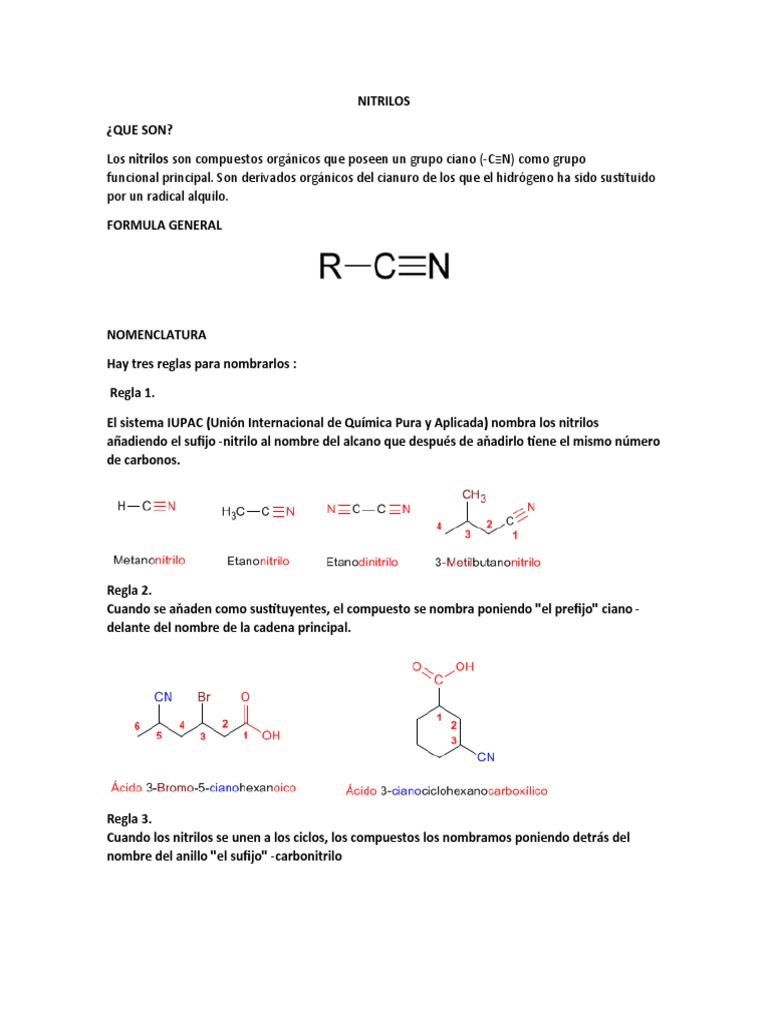 Nitrilos | PDF | Compuestos químicos | Moléculas