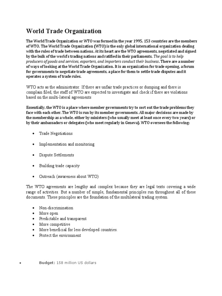 An Overview of the World Trade Organization: Its Role, Functions, and ...