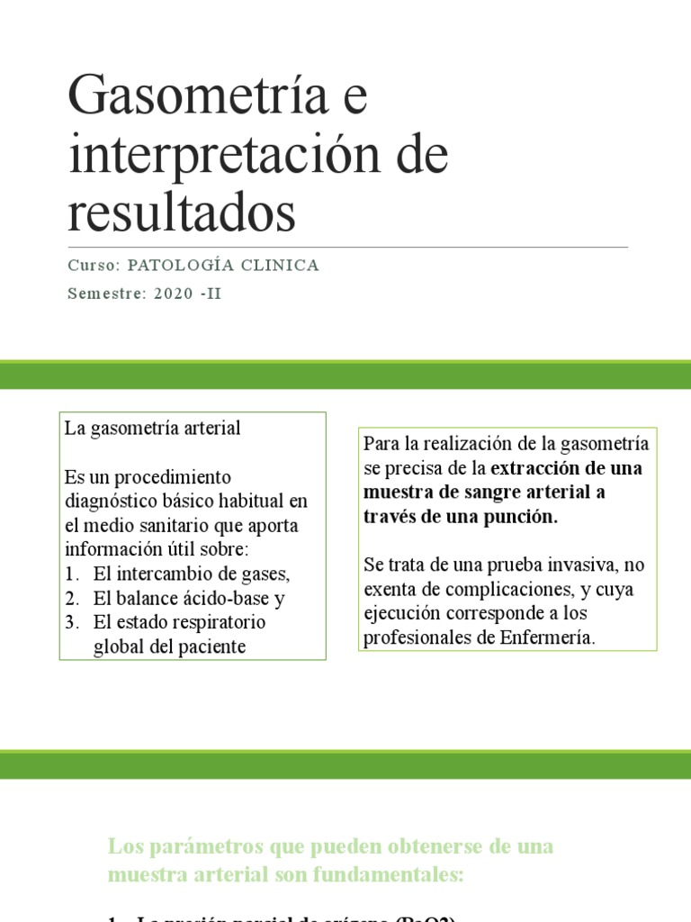 Gasometría e Interpretación de Resultados | PDF | Especialidades ...