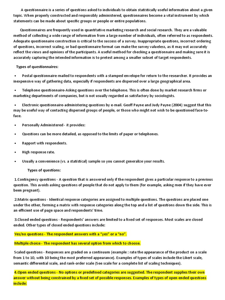 What Is A Questionnaire | PDF | Question | Survey Methodology