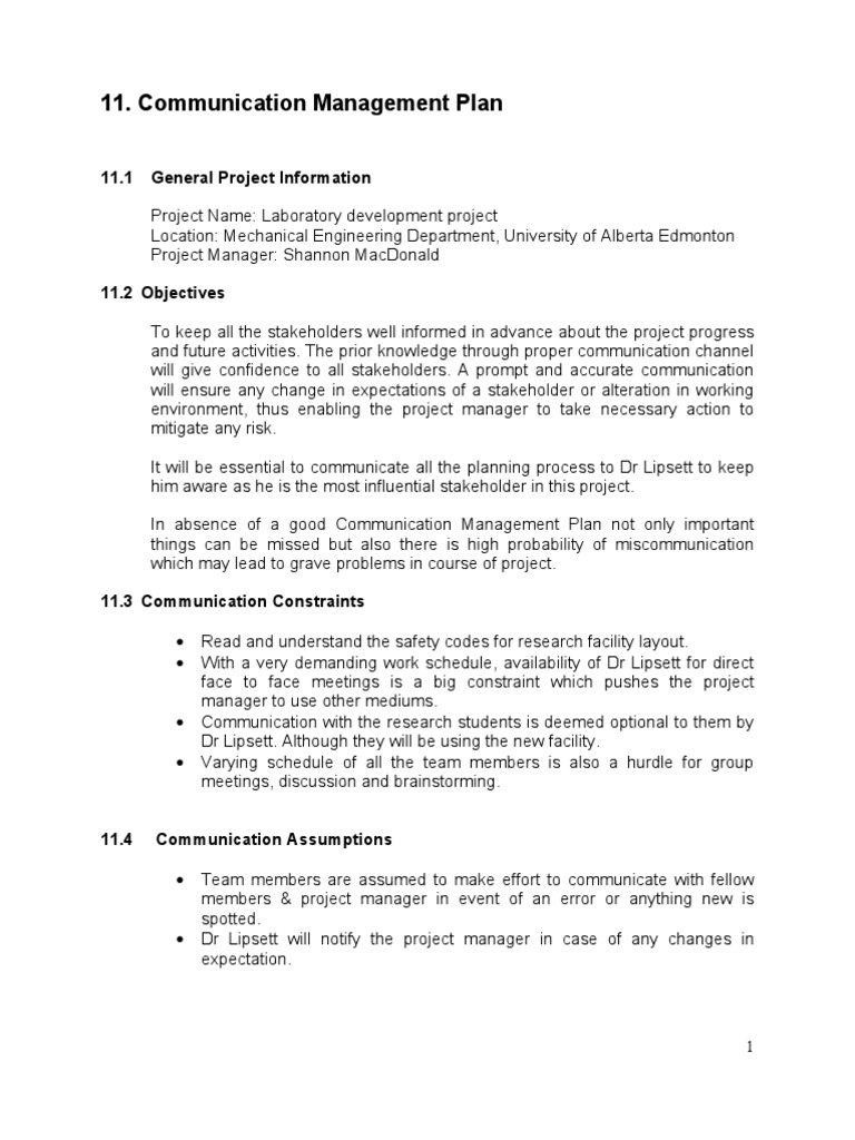 Communication Management Plan Overview | PDF | Risk | Communication