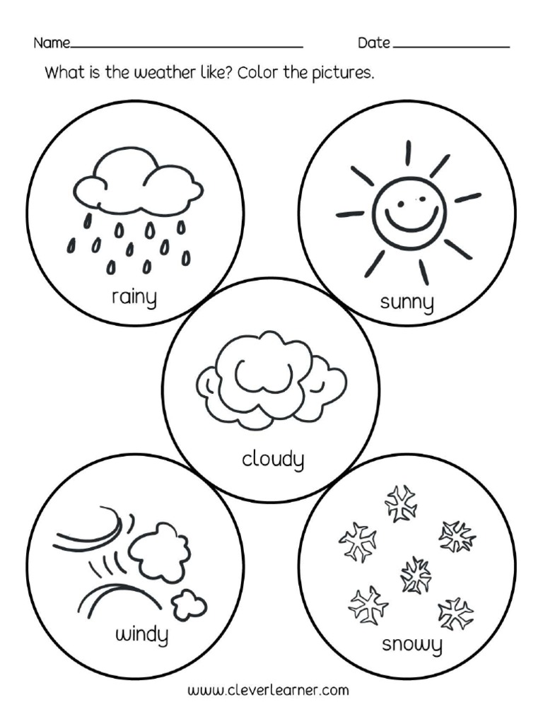 The Weather Coloring Preschool Worksheet | PDF