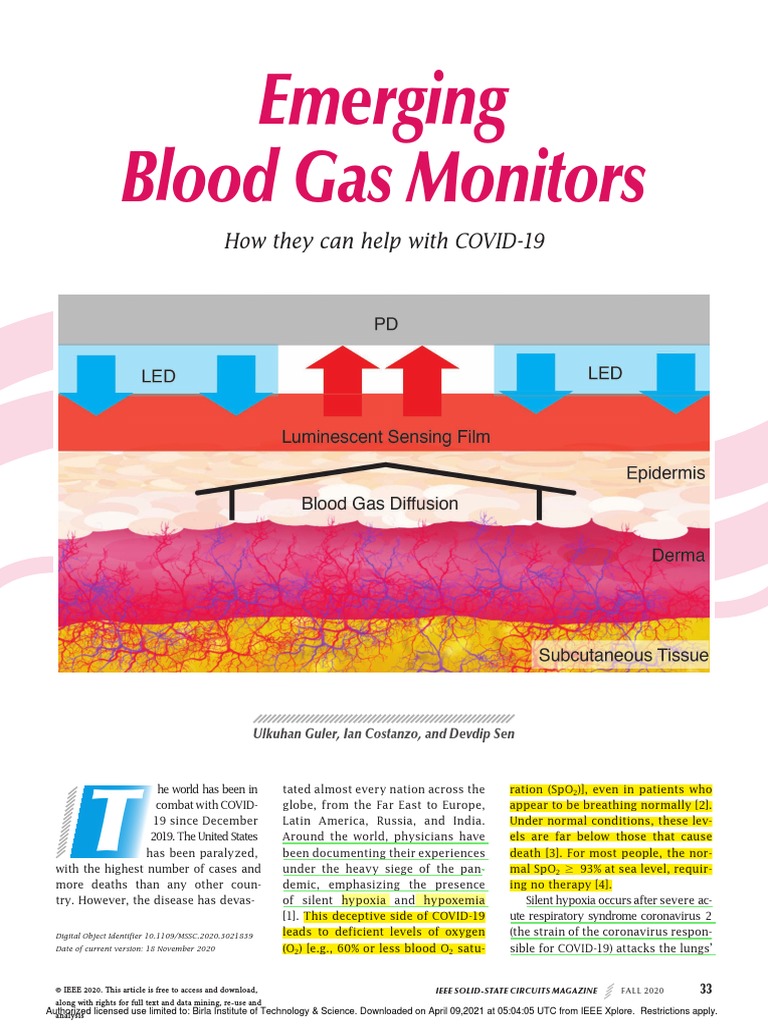 2020 Emerging Blood Gas Monitors | PDF | Hypoxia (Medical) | Lung