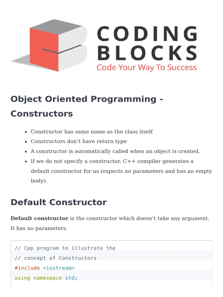 Object Oriented Programming - Constructors | PDF | Constructor (Object ...