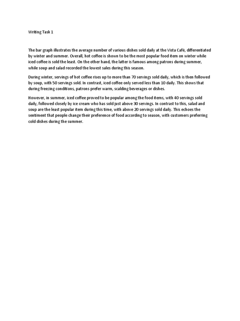 IELTS Writing Task 1 | PDF | Cooking, Food & Wine | Lifestyle
