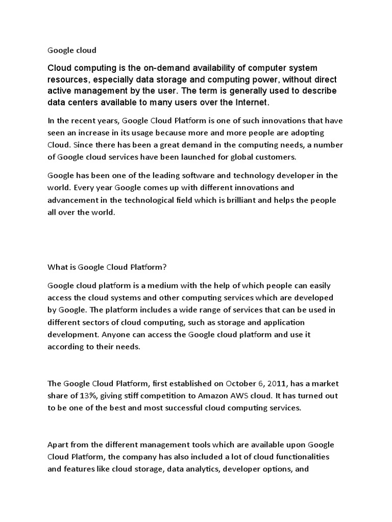 Google Cloud | PDF | Cloud Computing | Web Application