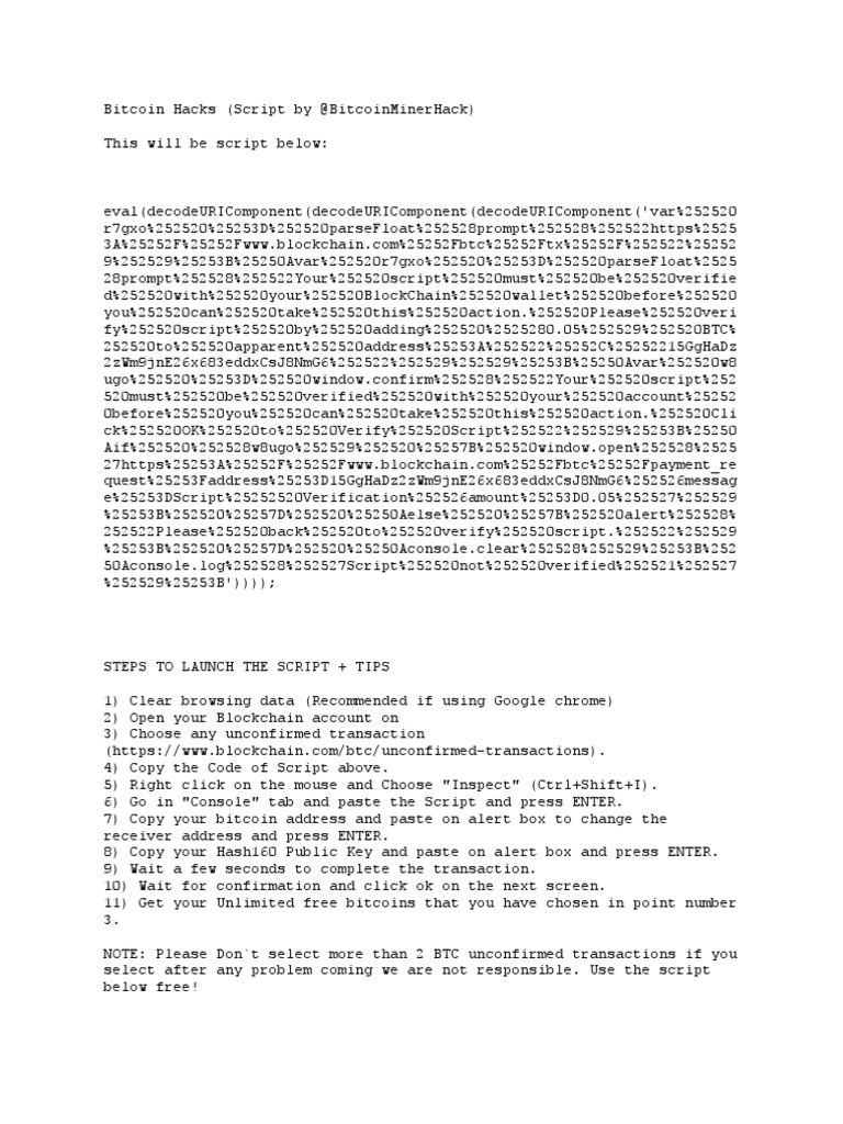Blockchain Unconfirmed Transaction Script (2021) by BitcoinHacks | Download Free PDF | Bitcoin ...