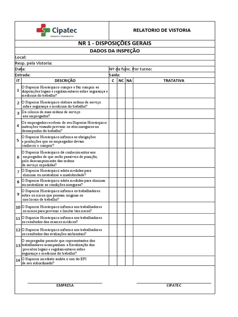 Check List - NR 1 | PDF