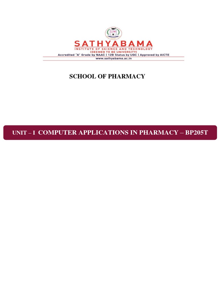 Computer Applications in Pharmacy - Bp205T | Download Free PDF ...