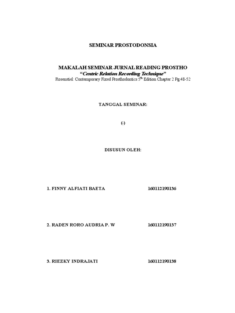Translate Materi-Teknik Pencatatan Relasi Sentrik | PDF | Dental ...