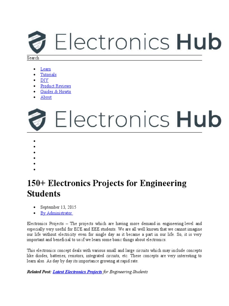 150+ Electronics Projects For Engineering Students: Learn Tutorials DIY ...