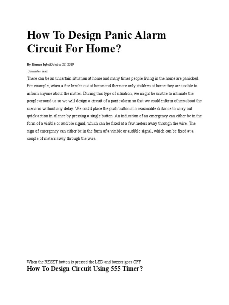 Panic Alarm Circuit Design Guide | PDF | Electronic Circuits | Printed ...