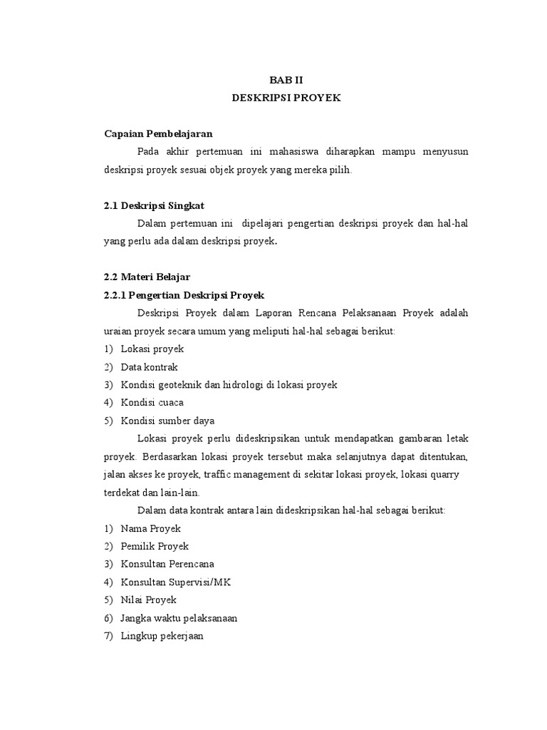 Panduan Penyusunan Deskripsi Proyek | PDF