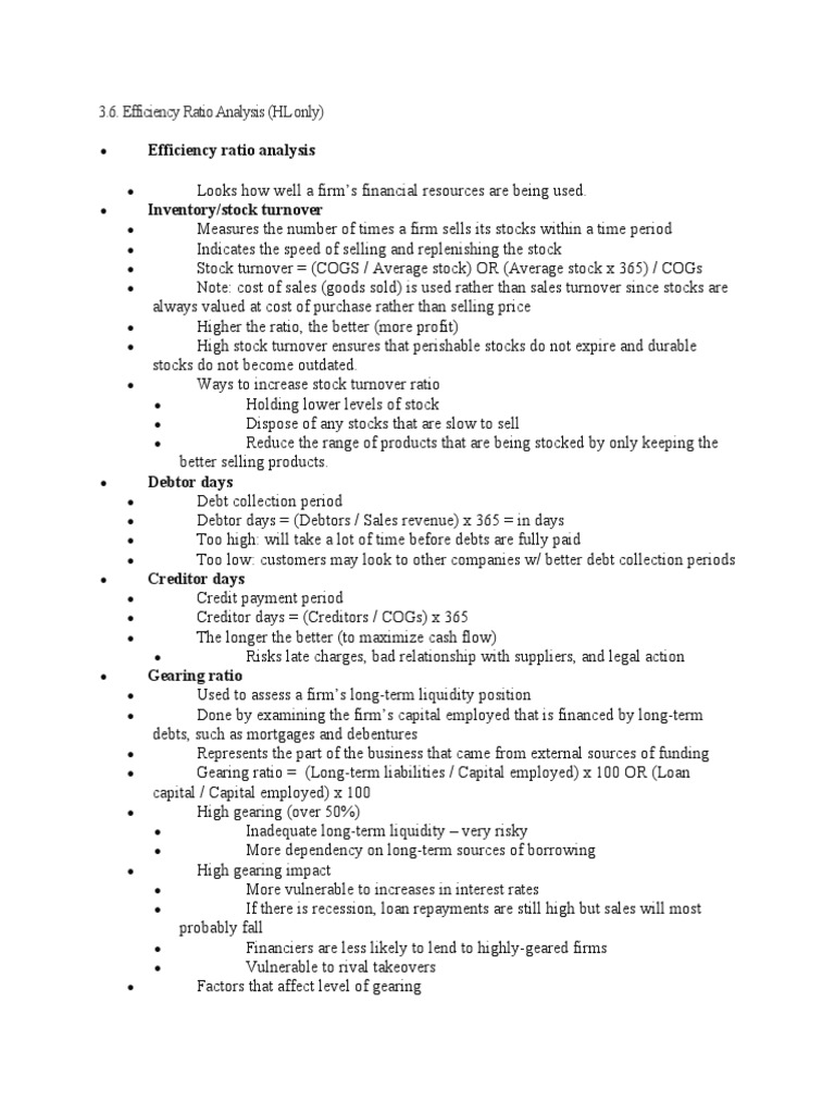 3 6 Efficiency Ratio Analysis | PDF | Leverage (Finance) | Debt