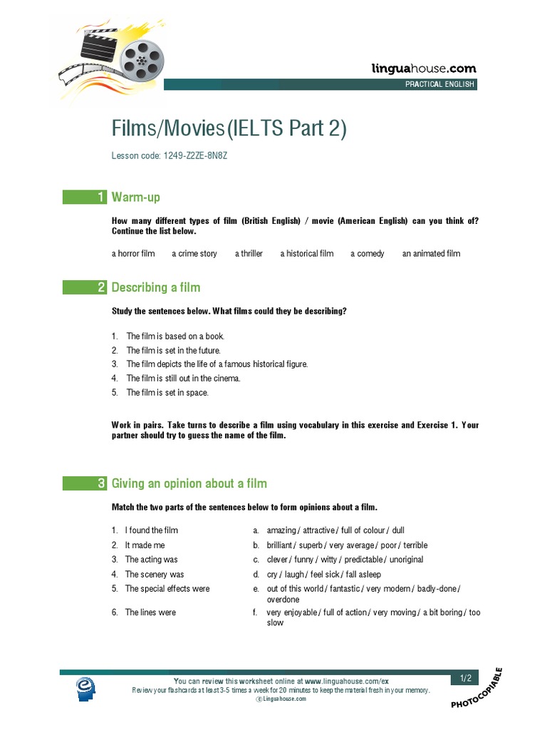 IELTS Film Discussion Guide | PDF | Flashcard | Cognition