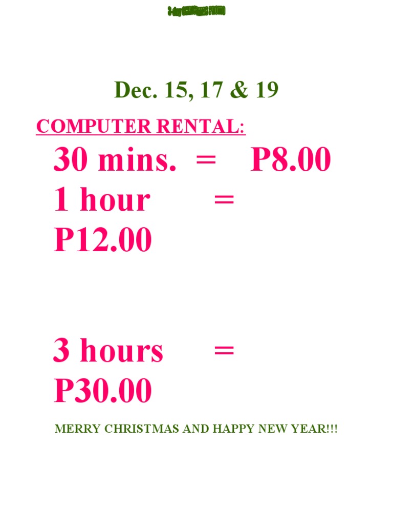 Computer Rental Rates for December | PDF