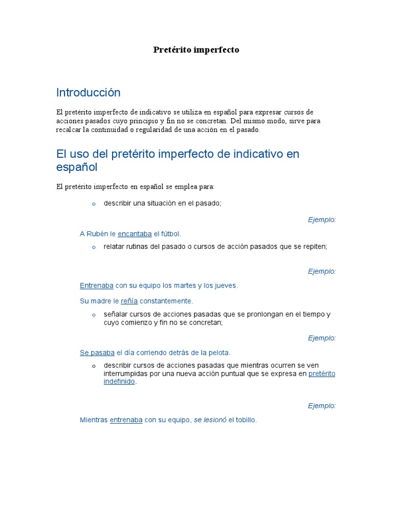 Pretérito Imperfecto | PDF