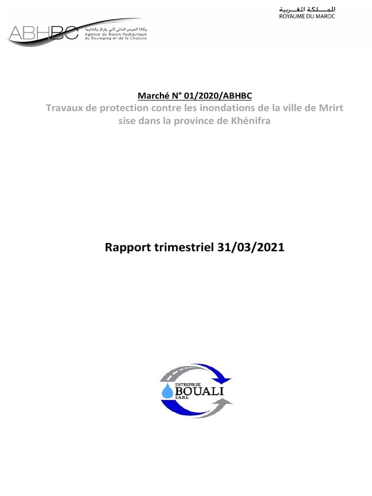 Rapport Trimestriel Travaux Mrirt | PDF | Démolition | Assainissement