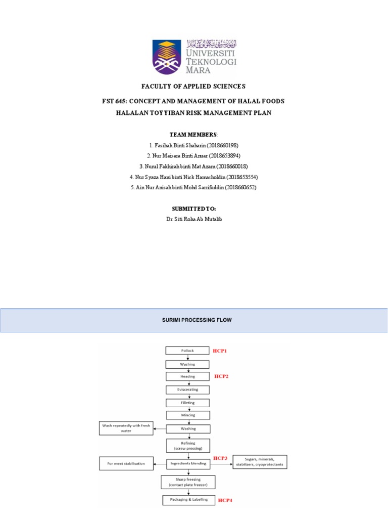SURIMI Halalan Toyyiban Risk Management Plan | PDF | Packaging And ...