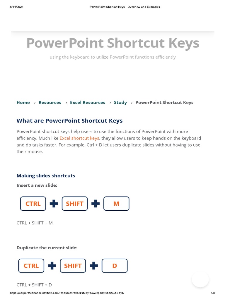 PowerPoint Shortcut Keys - Overview and Examples | PDF | Keyboard ...