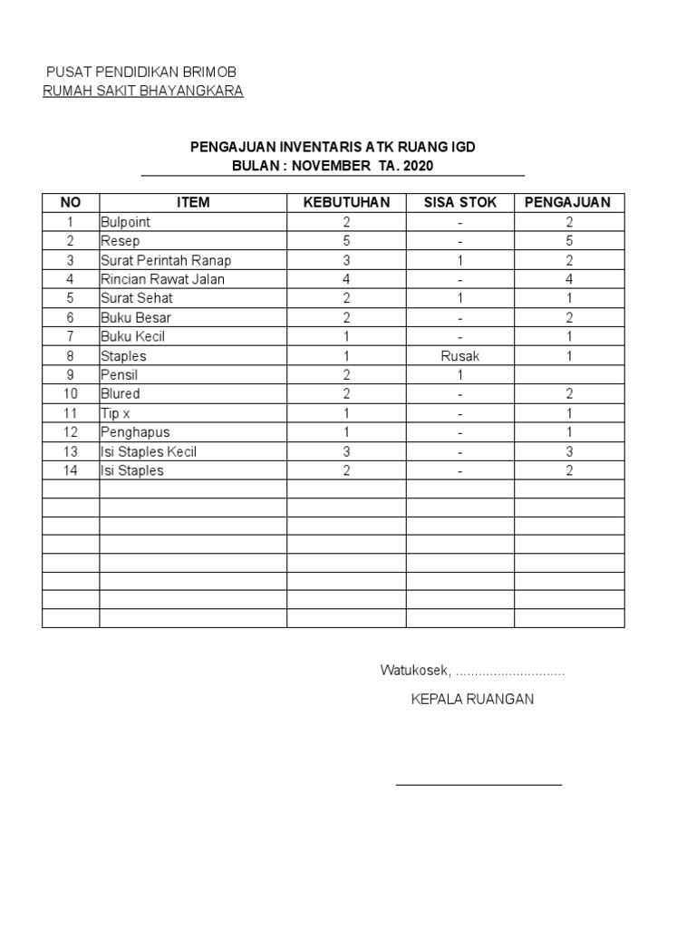 Form Pengajuan Atk | PDF