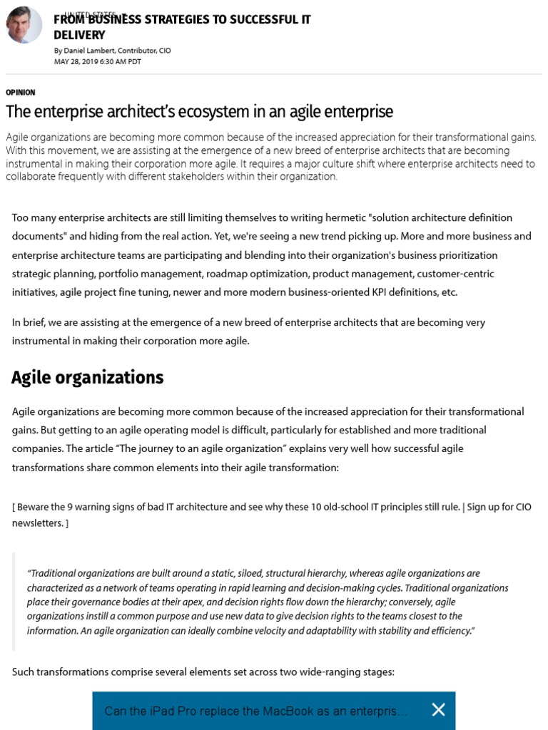 The Enterprise Architect's Ecosystem in An Agile Enterprise - CIO ...