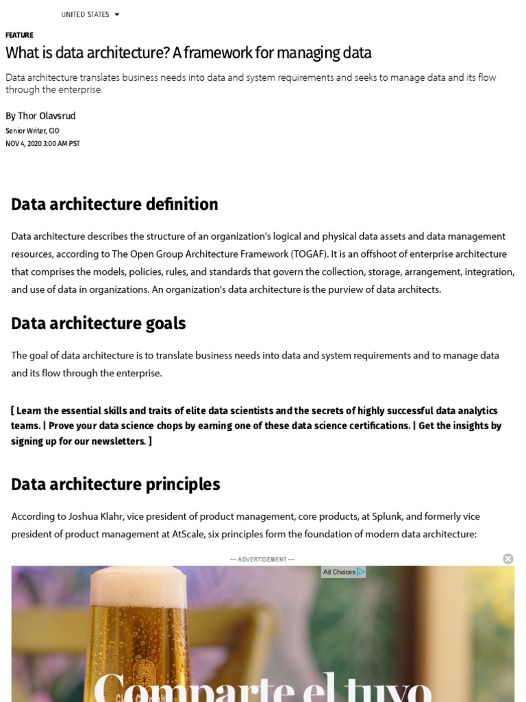 What Is Data Architecture - A Framework For Managing Data - CIO | PDF ...