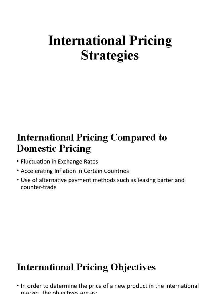 International Pricing Strategies | PDF | Pricing | Barter