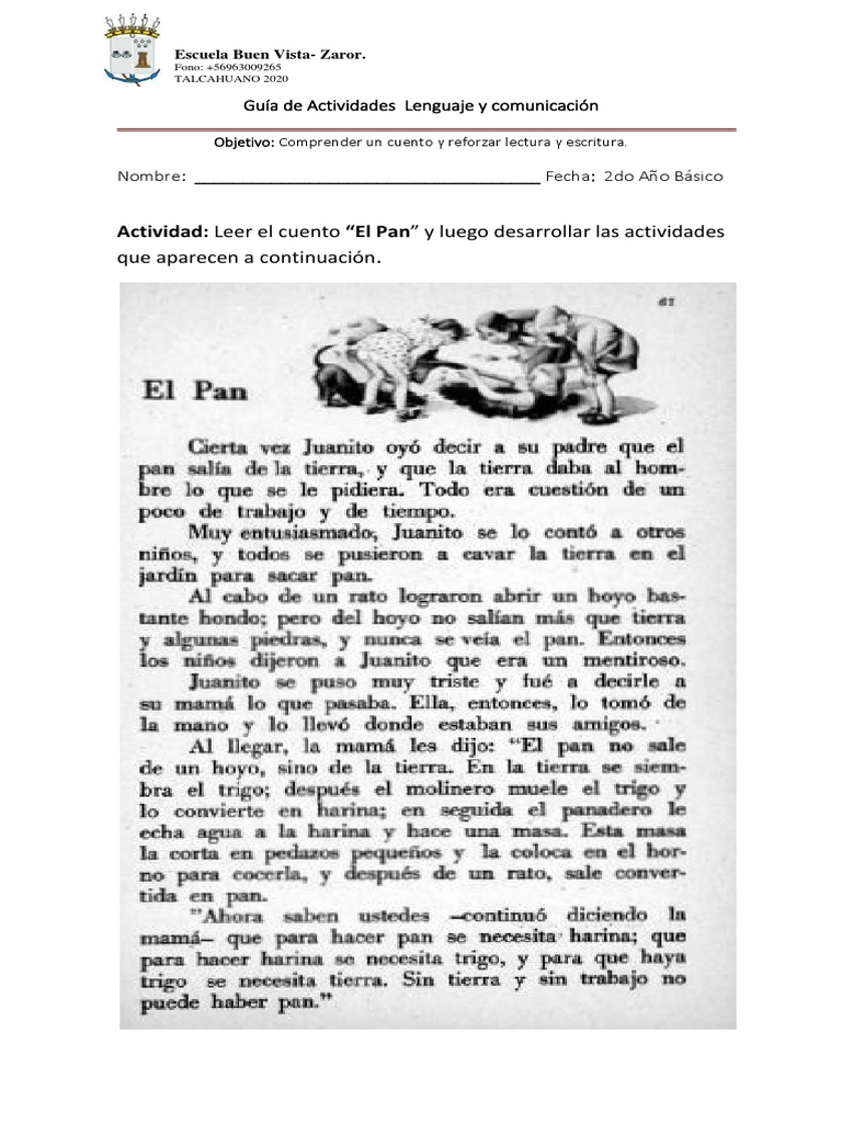 Actividades de Lectura: El Pan | PDF | Artes del Lenguaje y Comunicación
