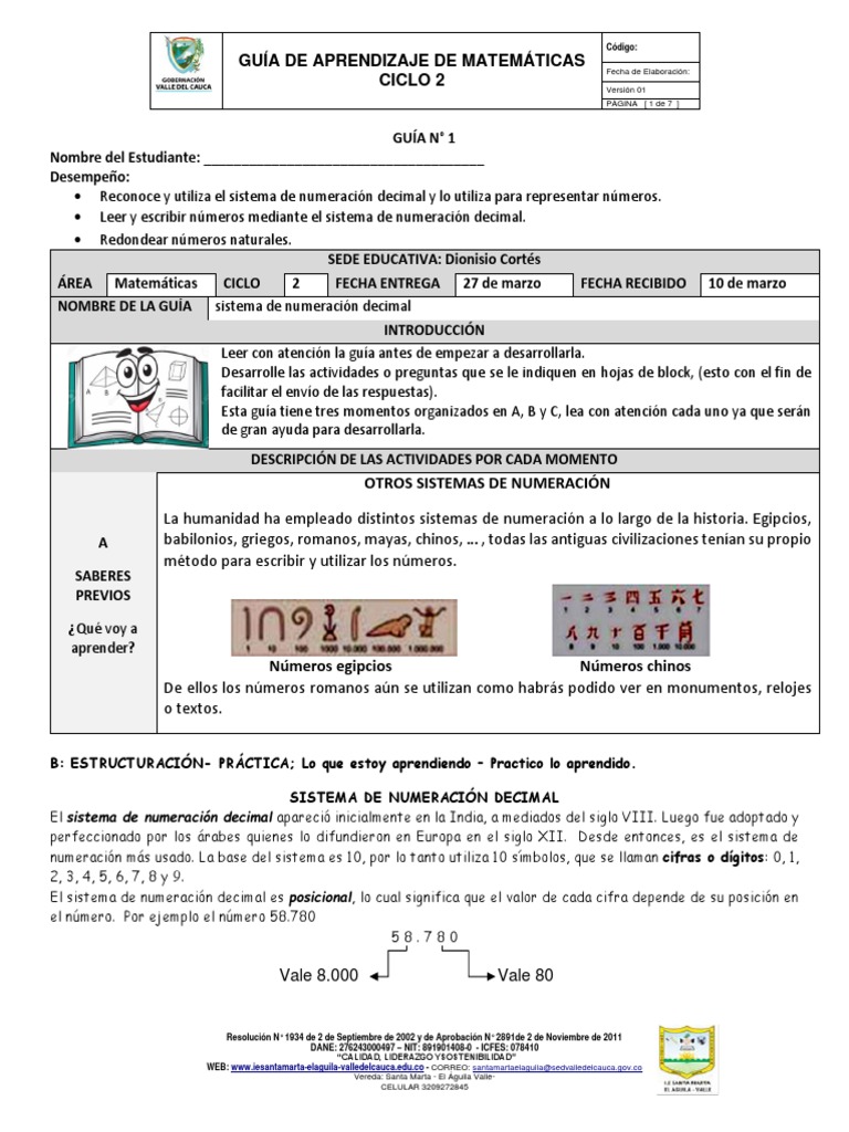Matematicas Ciclo 2 | PDF | Decimal | Notación Matemática