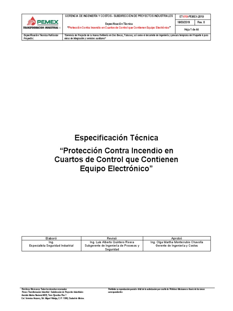 ET-019-PEMEX-2019 - 1 Protección Vs Inc en Cuartos Control | PDF | Hardware de la computadora ...