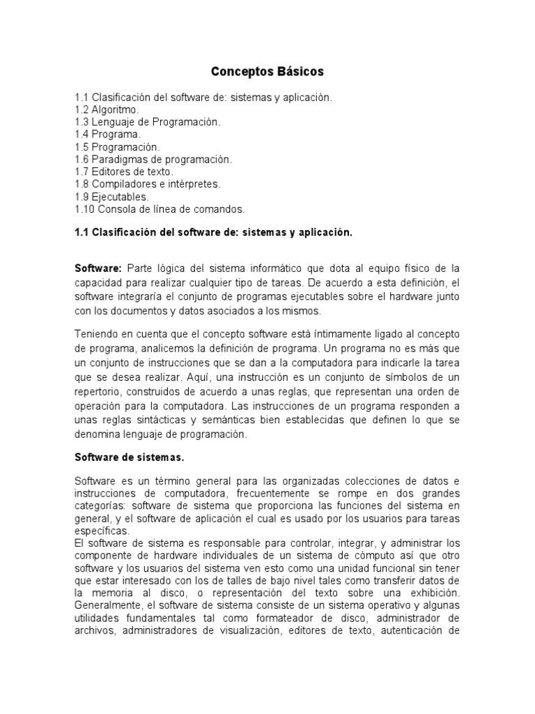 Conceptos Básicos | PDF | Lenguaje de programación | Programa de computadora