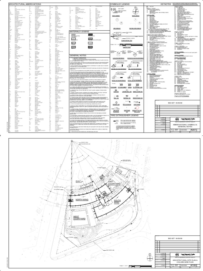 Symbolgy Legend A-101 Keynotes Architectural Abbreviations: BID SET 04 ...