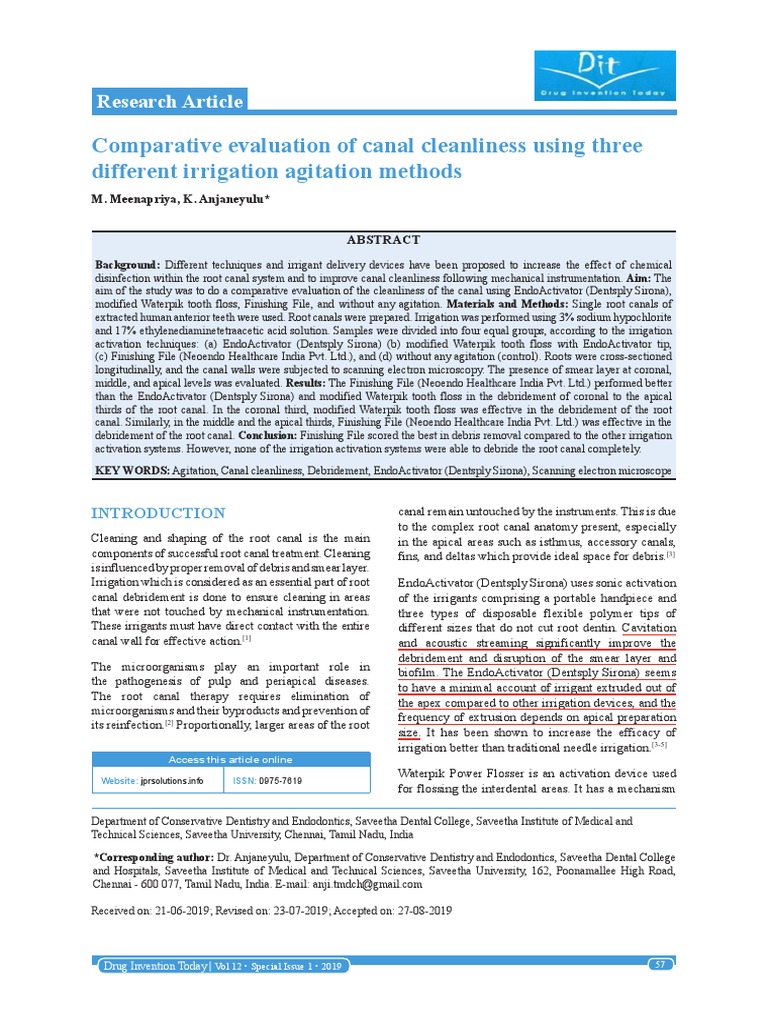 Irrigation Activation | PDF | Dentistry Branches | Health Sciences