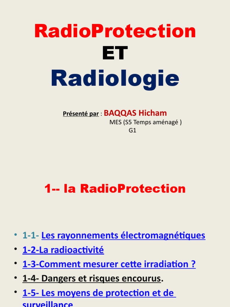 Rapport (RADIOPROTECTION ET RADIOLOGIE) | PDF | Irradiation | Radiologie