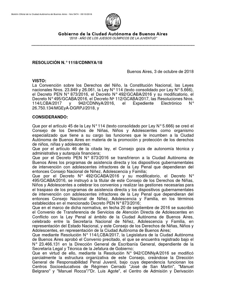 Creación DyAT-CDNNYA-1118-18-5474 | PDF | Buenos Aires | Gobierno