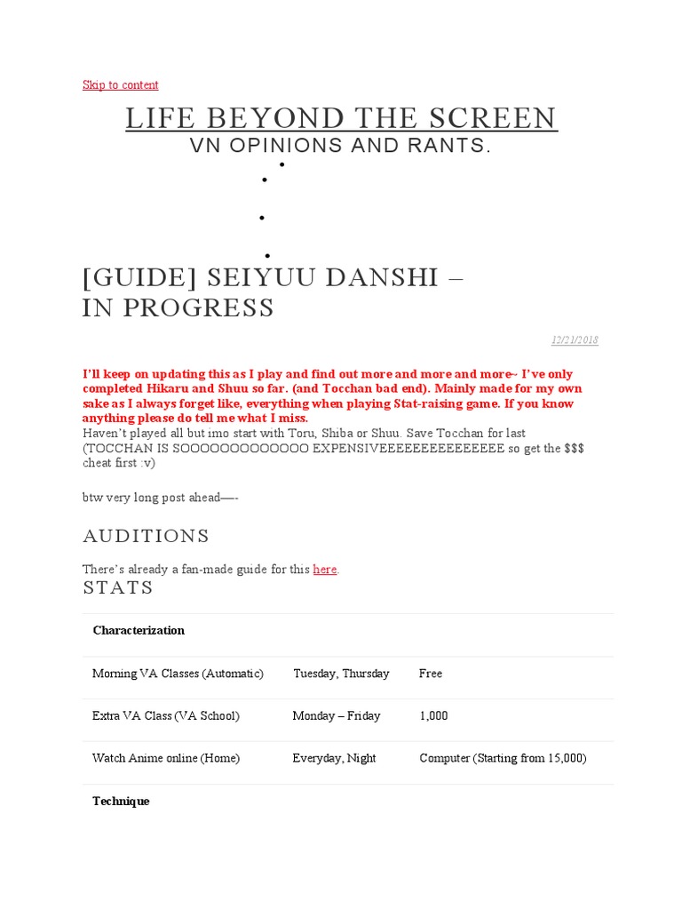 Life Beyond The Screen: (Guide) Seiyuu Danshi - in Progress | PDF | Leisure
