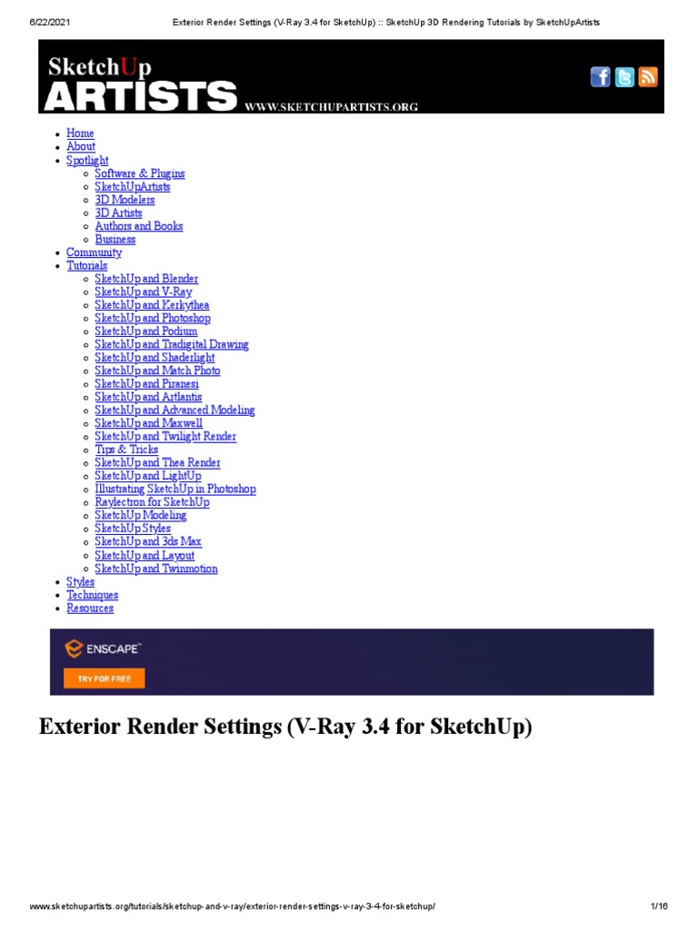 Exterior Render Settings (V-Ray 3.4 For SketchUp) - SketchUp 3D ...