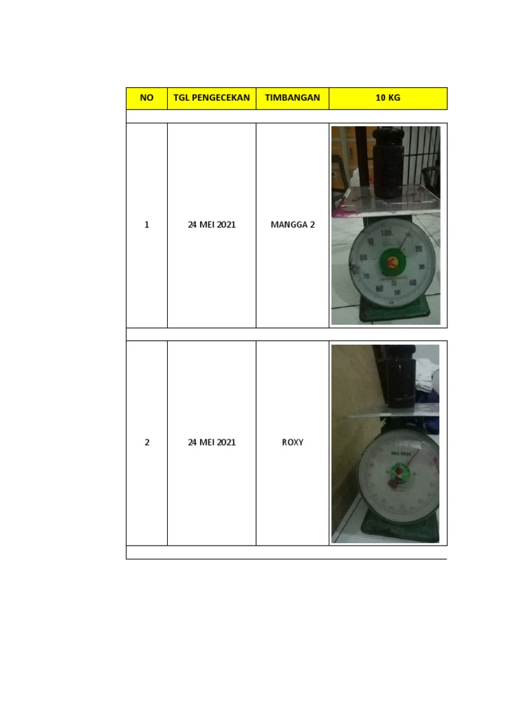 Form Kalibrasi Timbangan | PDF