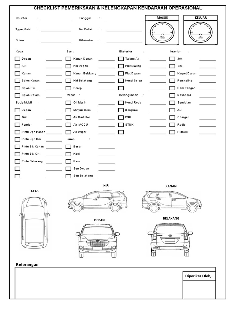 Checklist Pemeriksaan Kendaraan Operasional | PDF