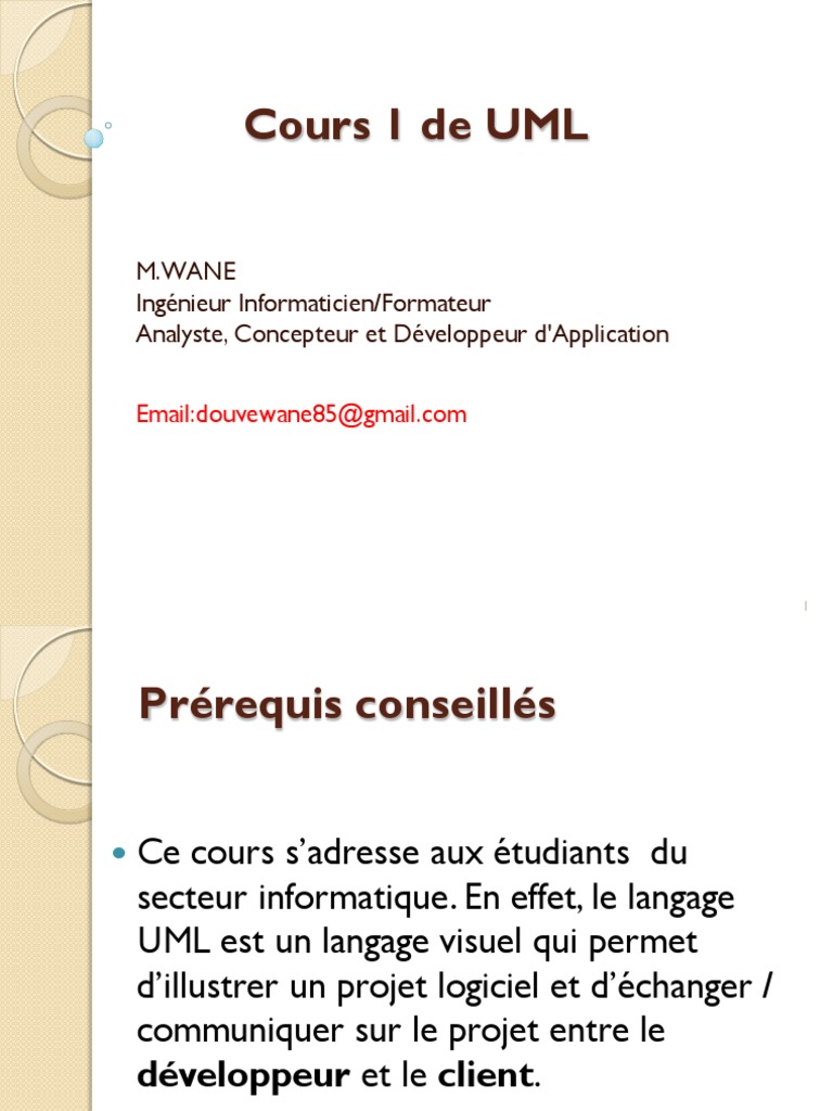 Introduction au Cours UML | PDF | Architecture de logiciel | Programmeur