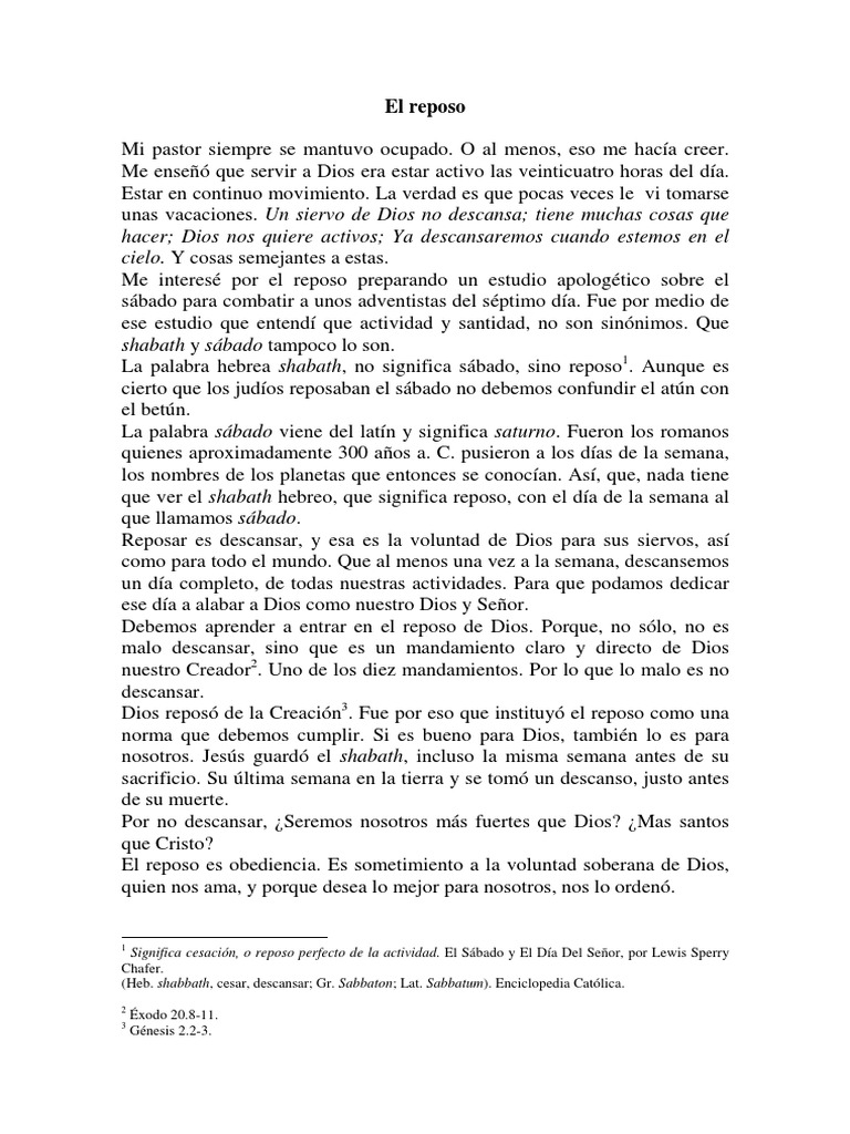 El Reposo | PDF | Shabat | Dios