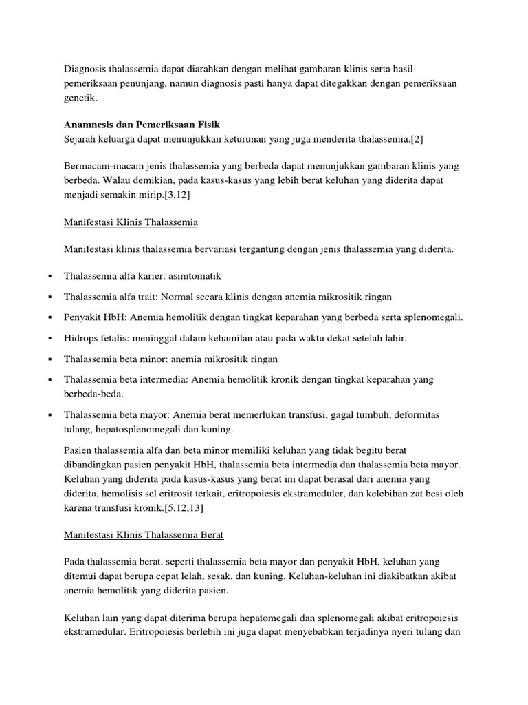 Panduan Diagnosis Thalassemia | PDF