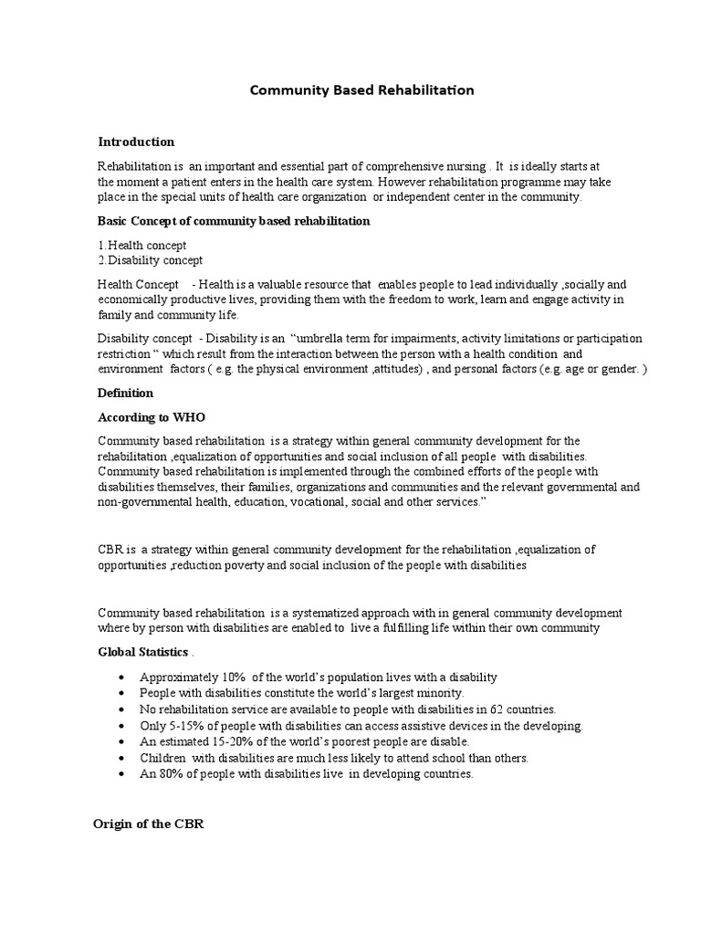 Community Based Rehabilitation | PDF | Disability | Physical Therapy
