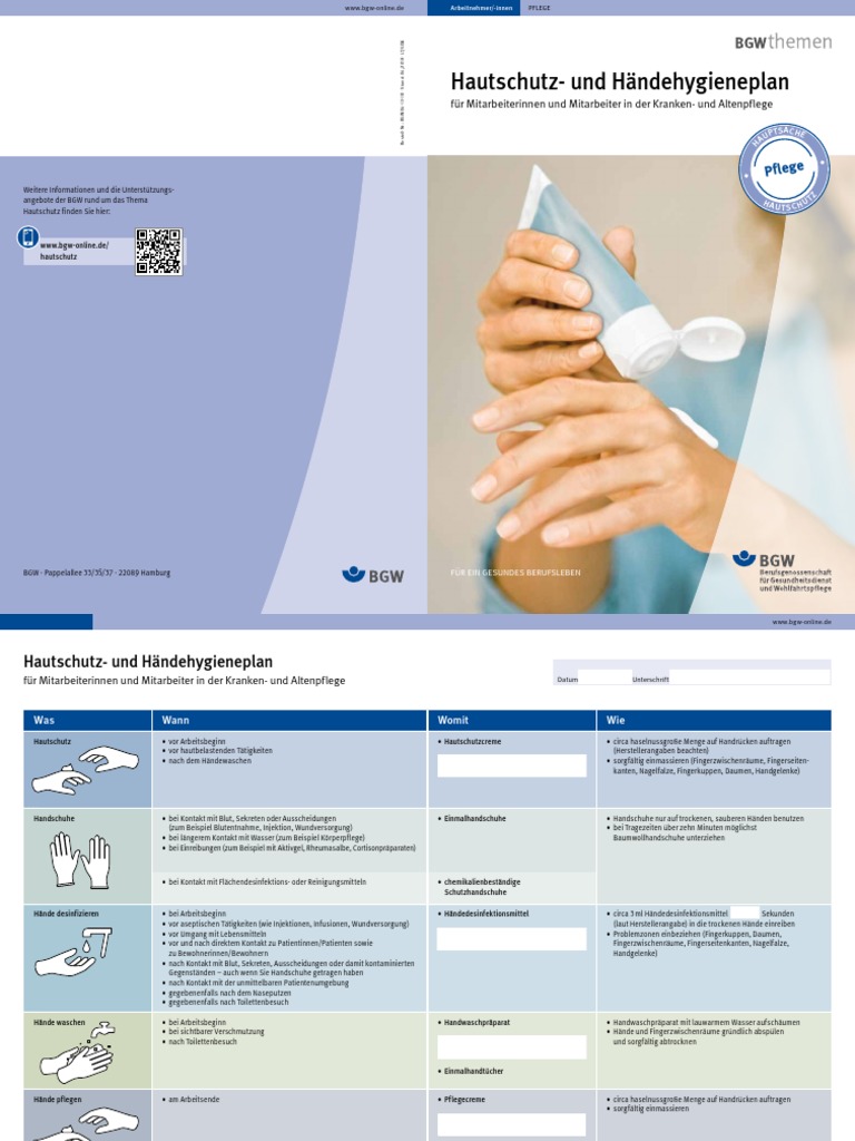 BGW06!13!110 Hautschutzplan-Pflegeberufe Download | PDF