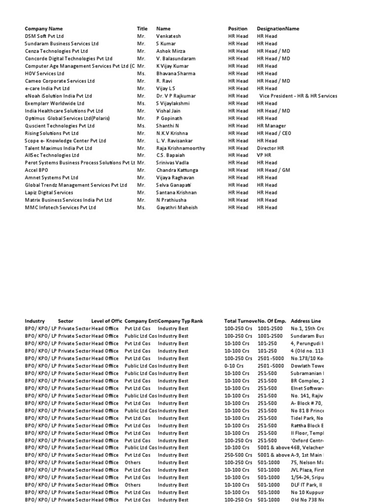 Company Name Title Name Position Designationname | PDF | Business