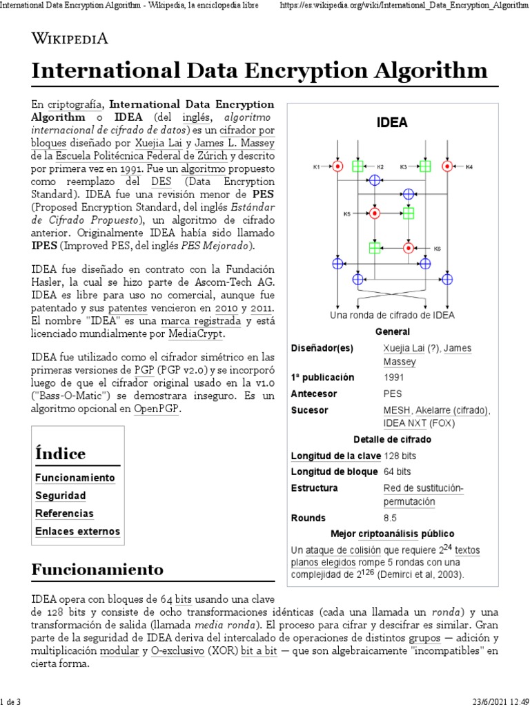 International Data Encryption Algorithm - Wikipedia, La Enciclopedia ... International Data Encryption Algorithm - Wikipedia, La Enciclopedia ...