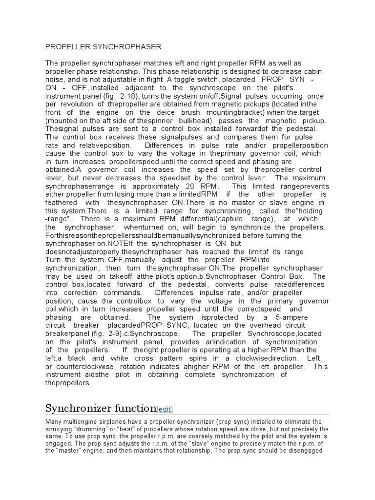 Propeller Synchrophaser Overview | PDF | Aerospace | Vehicle Parts